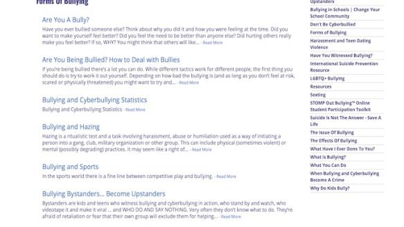 STOMP Out Bullying Website Review | Common Sense Media